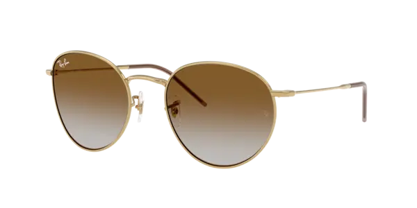 Ray-ban Black Round Frame Sunglasses With Lenses - Clear Gradient Brown