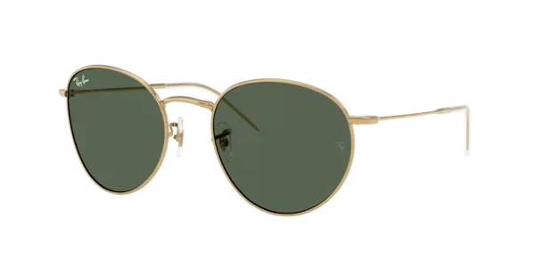 Ray-ban Black Round Frame Sunglasses With Lenses - Dark Green