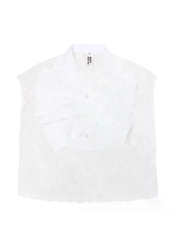 Noir Kei Ninomiya Sleeveless Ruffled Floral-jacquard Blouse - White