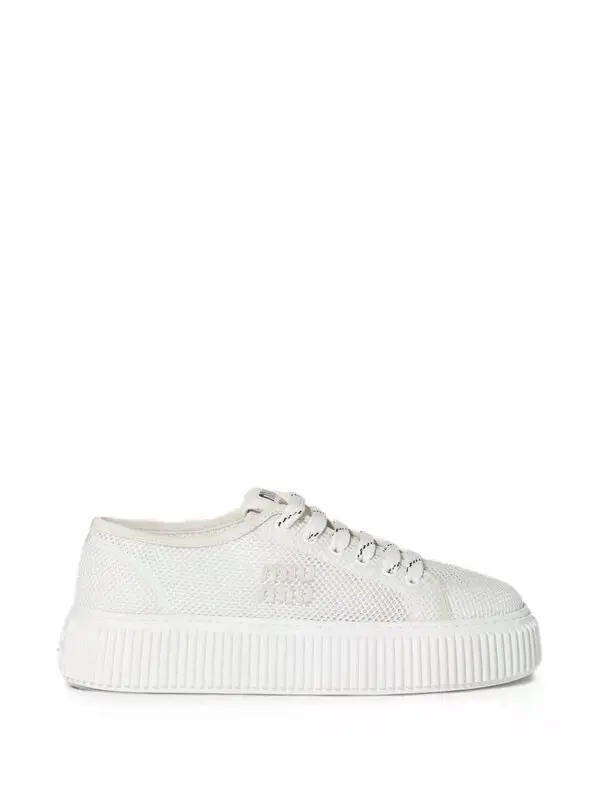 Miu Miu Mesh Fabric Sneakers With Flatform Sole
