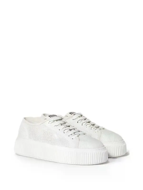 Miu Miu Mesh Fabric Sneakers With Flatform Sole