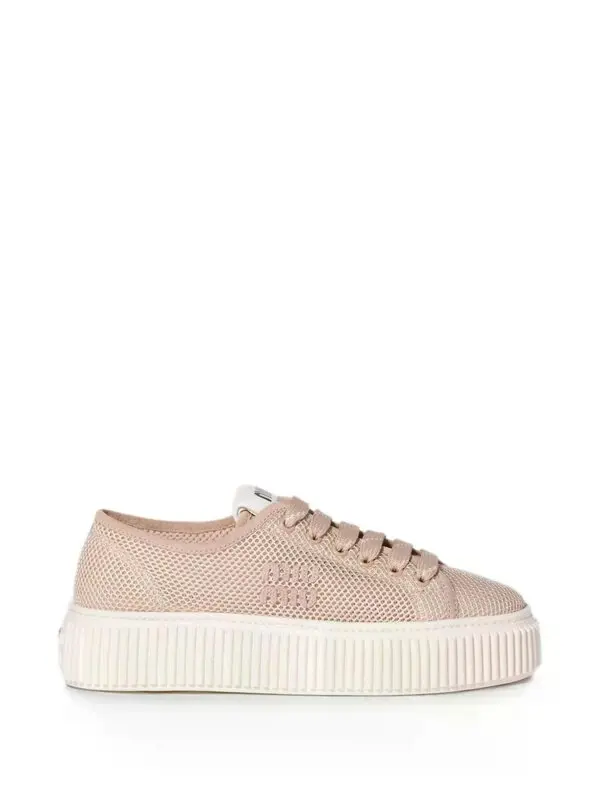 Miu Miu Mesh Fabric Flatform Sneakers