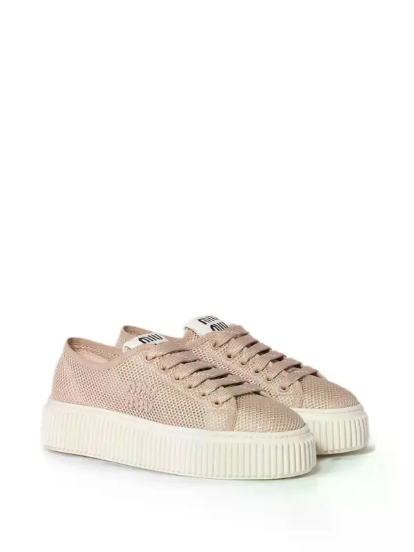 Miu Miu Mesh Fabric Flatform Sneakers