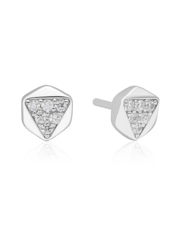 THE JEWELZ White / Silver Radiant Modern Angular Cz Studs - White/silver