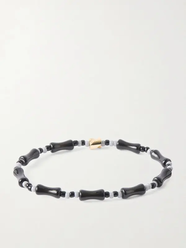 Luis Morais 14-karat Gold, Agate And Glass Beaded Bracelet
