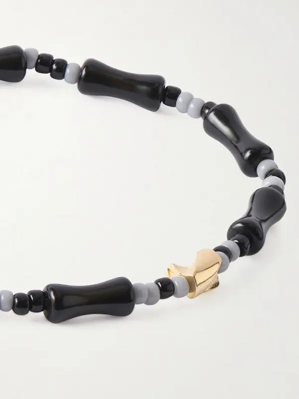 Luis Morais 14-karat Gold, Agate And Glass Beaded Bracelet
