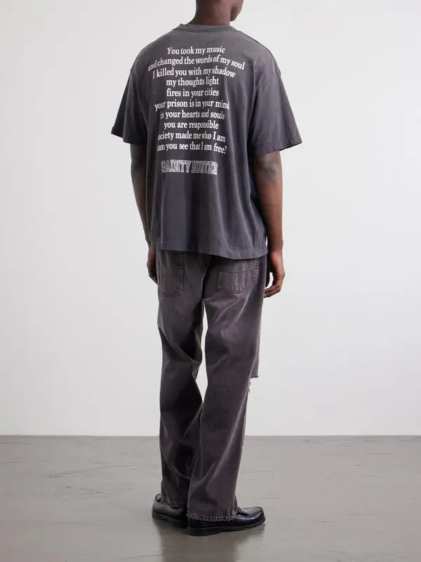 SAINT MXXXXXX Paint-splattered Printed Cotton-jersey T-shirt