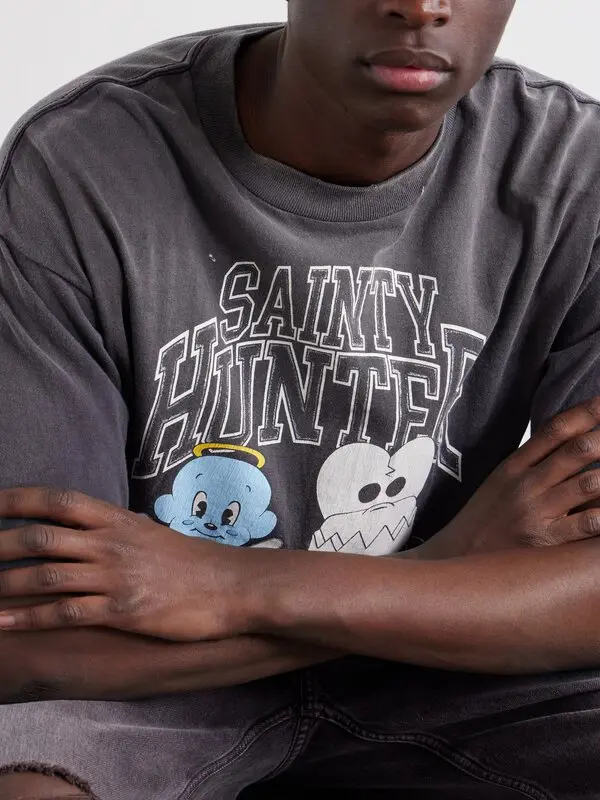 SAINT MXXXXXX Paint-splattered Printed Cotton-jersey T-shirt