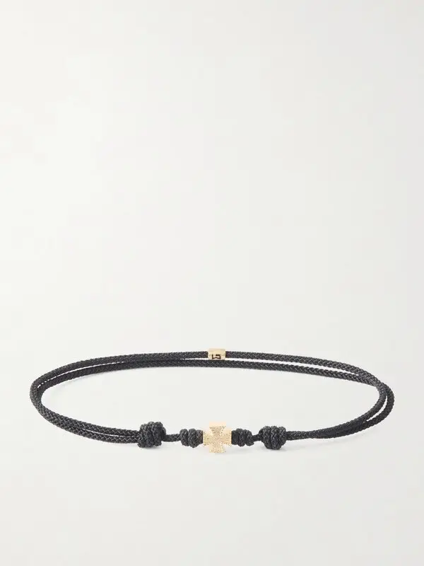 Luis Morais 14kt Gold Maltese Cross Cord Bracelet - Black