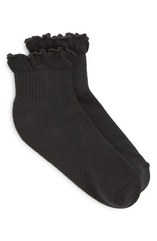 STEMS Ruffle Cotton Blend Quarter Socks - Black