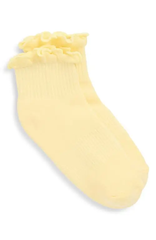 STEMS Ruffle Cotton Blend Quarter Socks - Lemon