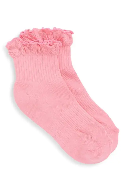 STEMS Ruffle Cotton Blend Quarter Socks - Petal Pink