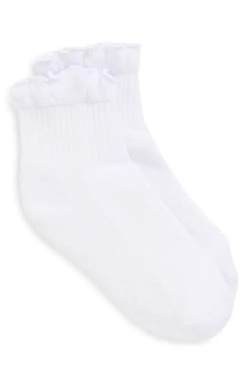 STEMS Ruffle Cotton Blend Quarter Socks - White