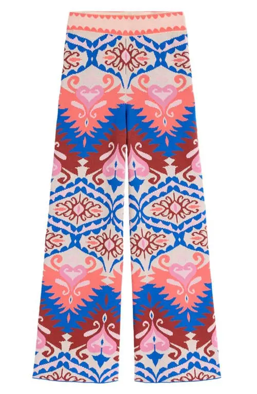 Boden Jacquard Knit Cotton Wide Leg Trousers