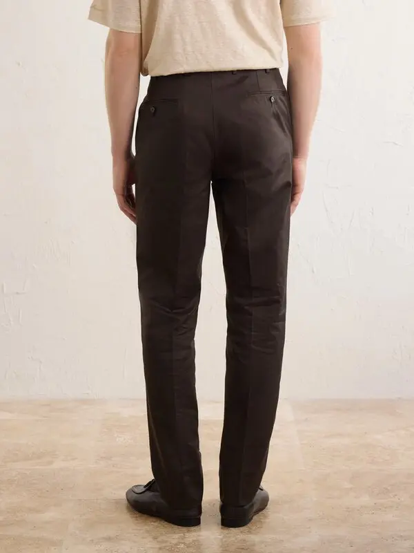 DE PETRILLO Tapered Cotton-twill Suit Trousers