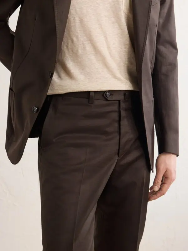 DE PETRILLO Tapered Cotton-twill Suit Trousers