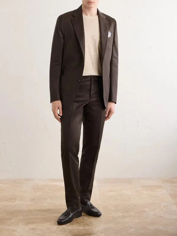 DE PETRILLO Tapered Cotton-twill Suit Trousers