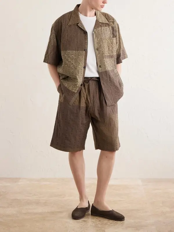 KARDO Rohit Bandhani Convertible-collar Patchwork Embroidered Cotton Shirt
