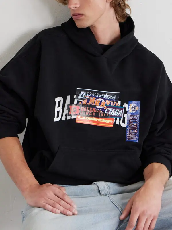 Balenciaga Logo-detailed Cotton-jersey Hoodie