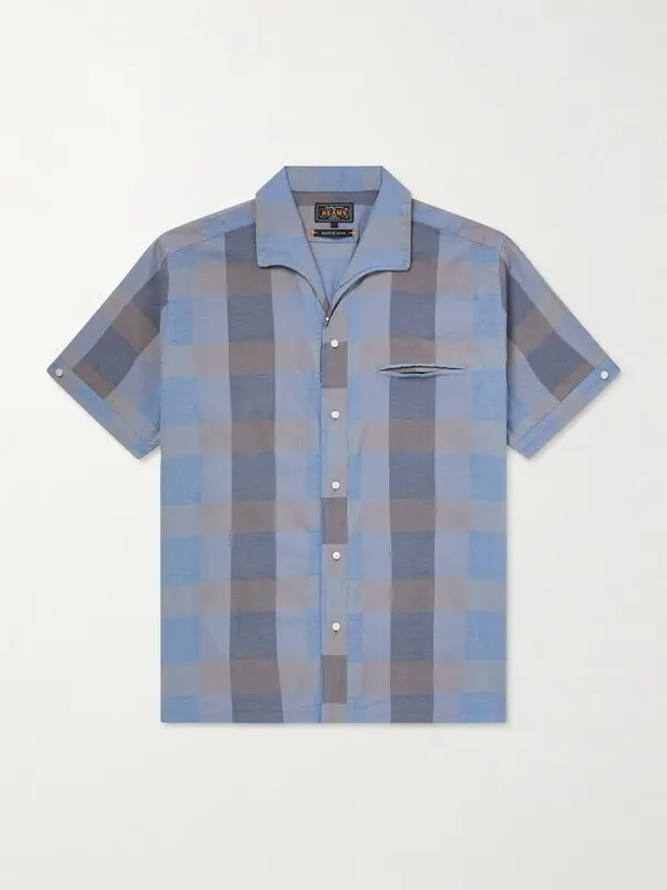 BEAMS Italian Collar Checked Cotton Shirt