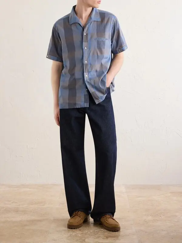 BEAMS Italian Collar Checked Cotton Shirt