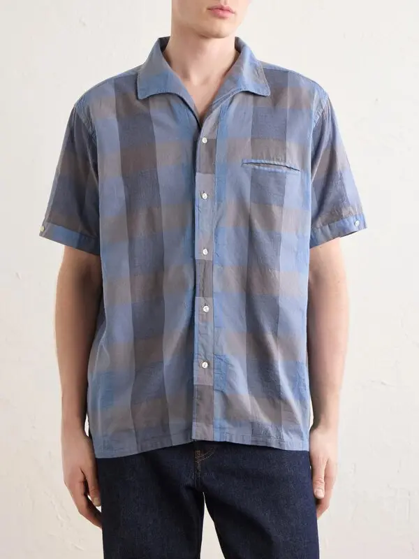 BEAMS Italian Collar Checked Cotton Shirt