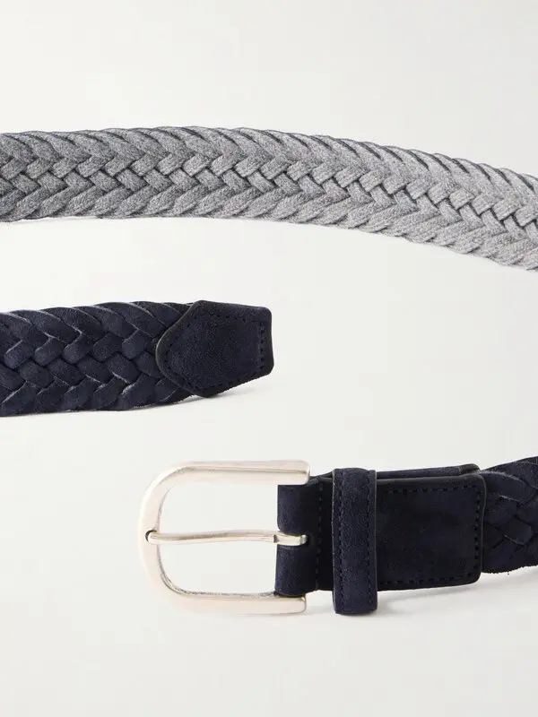 Canali 3cm Woven Suede And Wool Belt