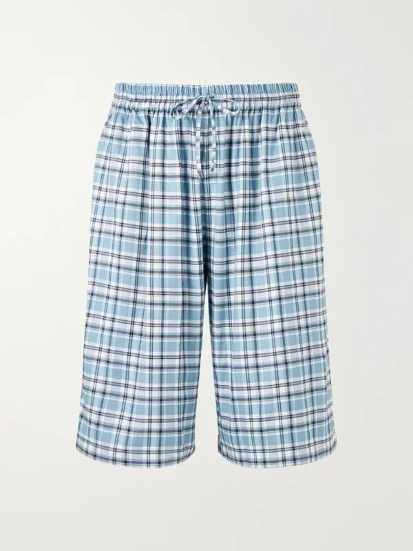 Acne Studios Ressa Straight-leg Checked Casual Shorts - Blue