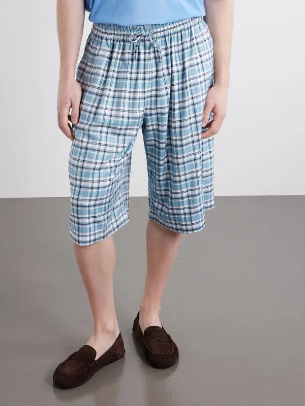 Acne Studios Ressa Plaid Relaxed Fit Knee-length Shorts