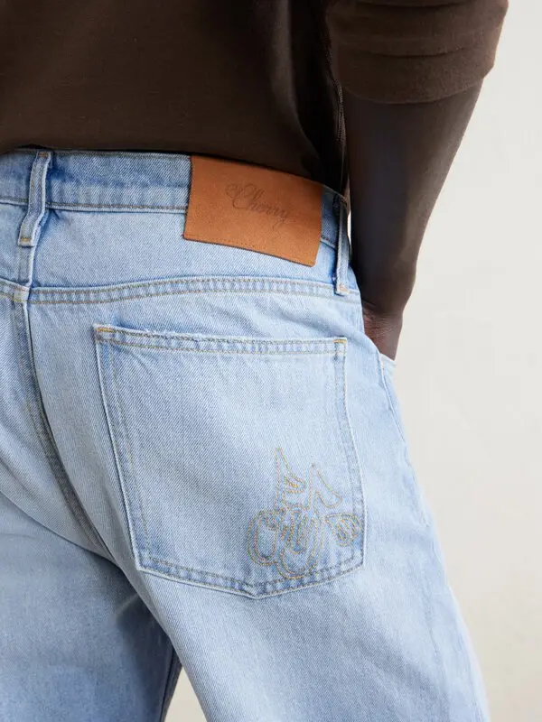 CHERRY LOS ANGELES Wide-leg Embroidered Jeans