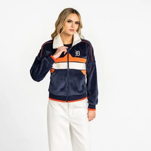 THE WILD COLLECTIVE Detroit Tigers Velvet Corduroy Full-zip Jacket - Navy