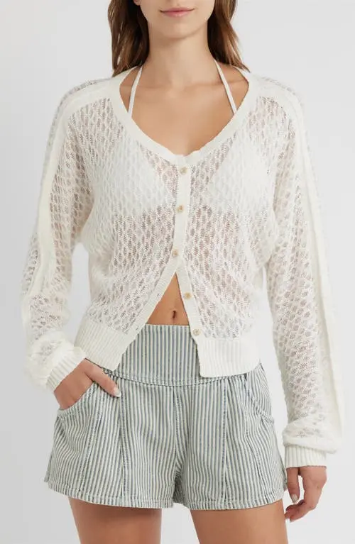 Free People Maris V-neck Fine Gauge Linen Blend Cardigan