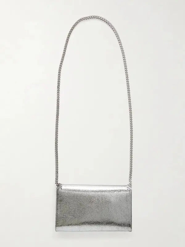 Stella McCartney Falabella Crinkled Metallic Chain Wallet