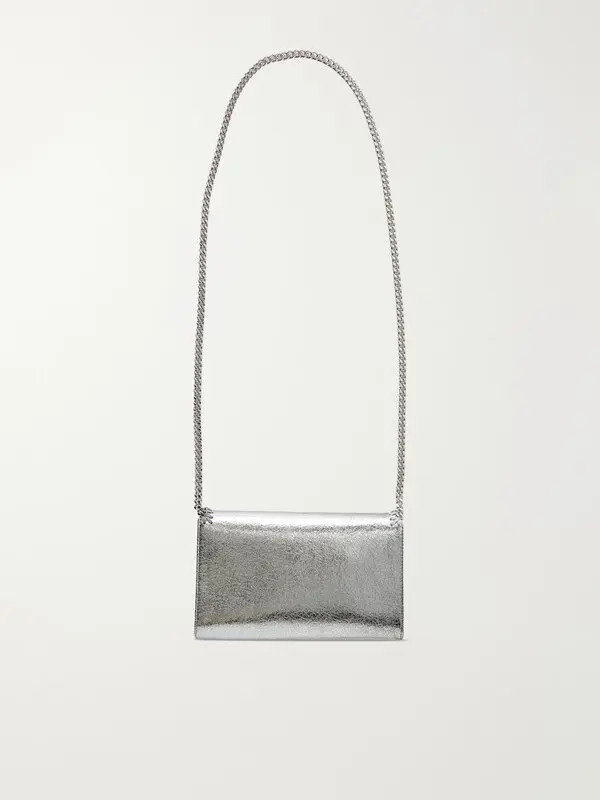 Stella McCartney Falabella Crinkled Metallic Chain Wallet