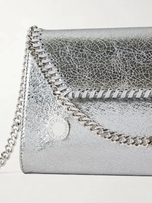 Stella McCartney Falabella Crinkled Metallic Chain Wallet