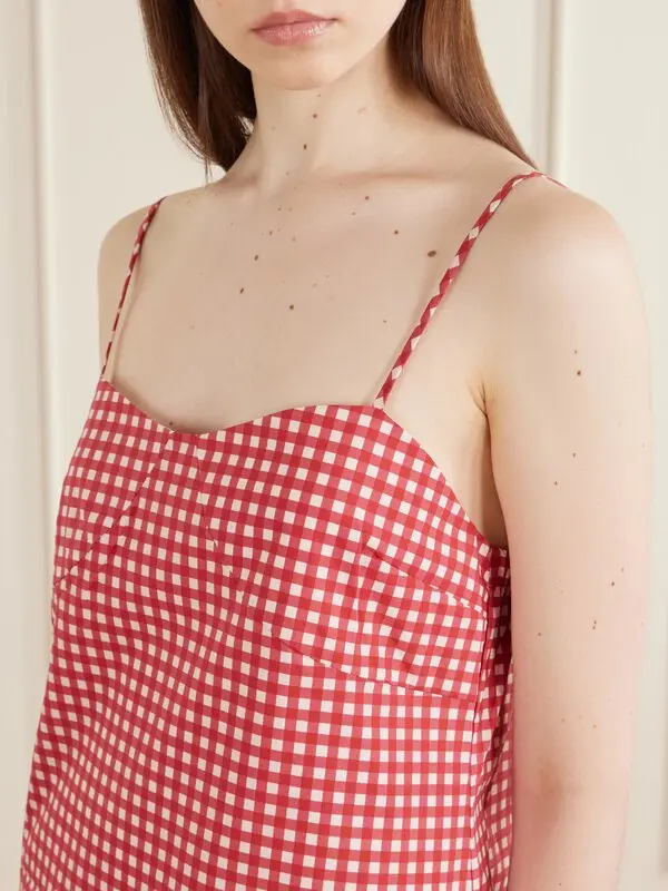 Posse Lindie Gingham Cotton Mini Dress - Red