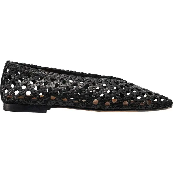 MARGAUX LONNBERG Woven Paz Flat - Black Leather