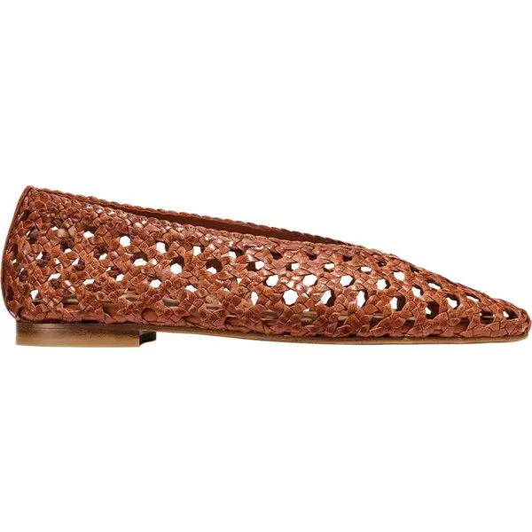 MARGAUX LONNBERG Woven Paz Flat - Saddle Leather