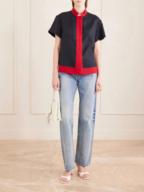 LIBEROWE Hana Linen Shirt With Contrasting Panels