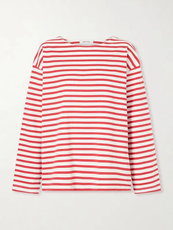 Matteau Breton Striped Cotton-jersey T-shirt - Red