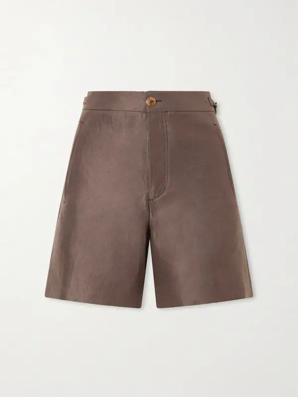 GOD’S TRUE CASHMERE God's True Cashmere Cocoa Cropped Linen Shorts