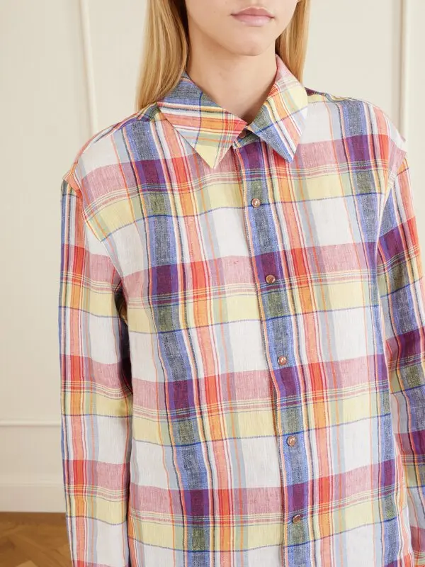 GOD’S TRUE CASHMERE God's True Cashmere Checked Linen Shirt