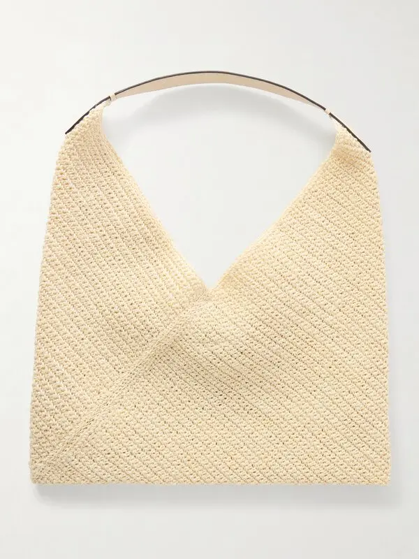 HUNTING SEASON Origami Large Raffia Tote With Leather Trim