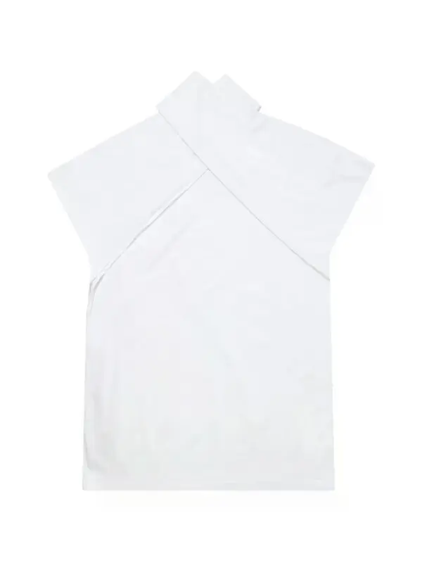 SETCHU Wrap Detail High Neck T-shirt - White