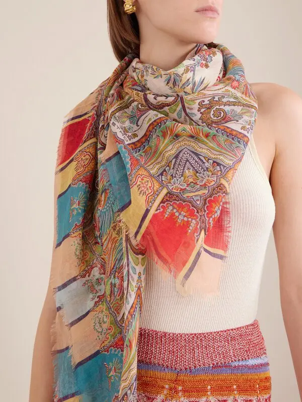 Etro Aida Printed Scarf - White