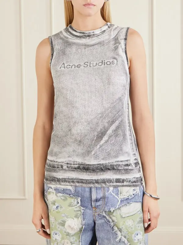 Acne Studios Elgie Printed Cotton-blend Top - Gray