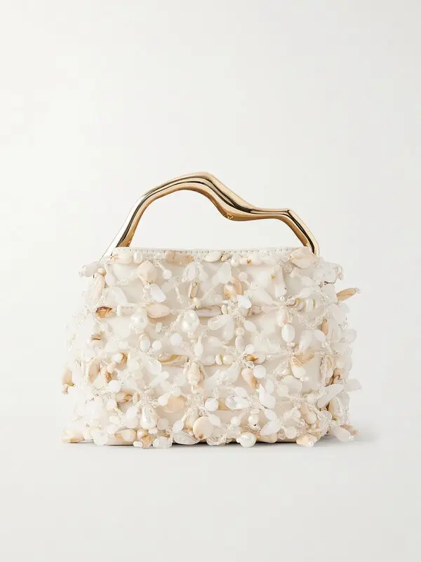 Cult Gaia Solene Mini Beaded Clutch - Neutrals