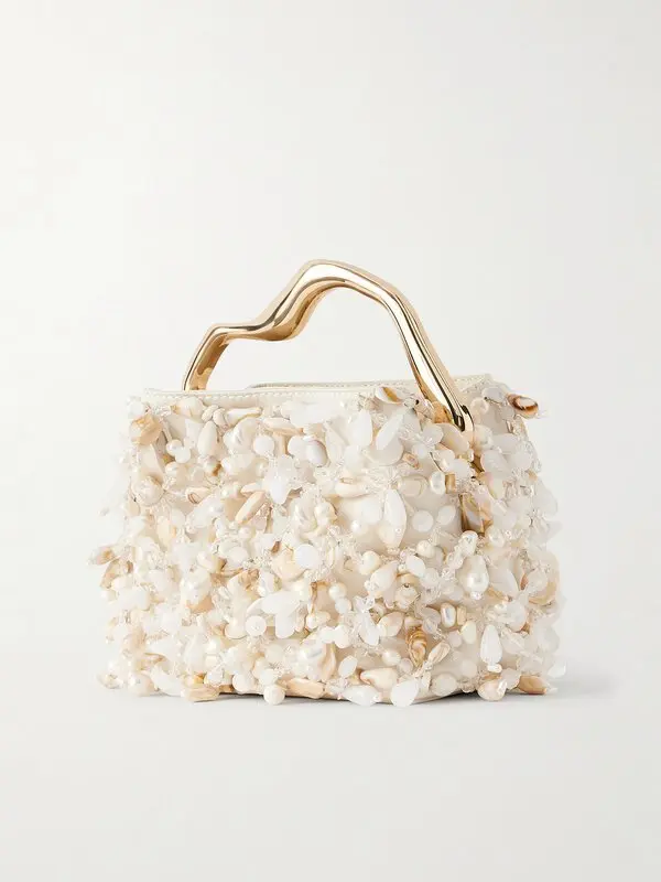 Cult Gaia Solene Mini Beaded Clutch - Neutrals