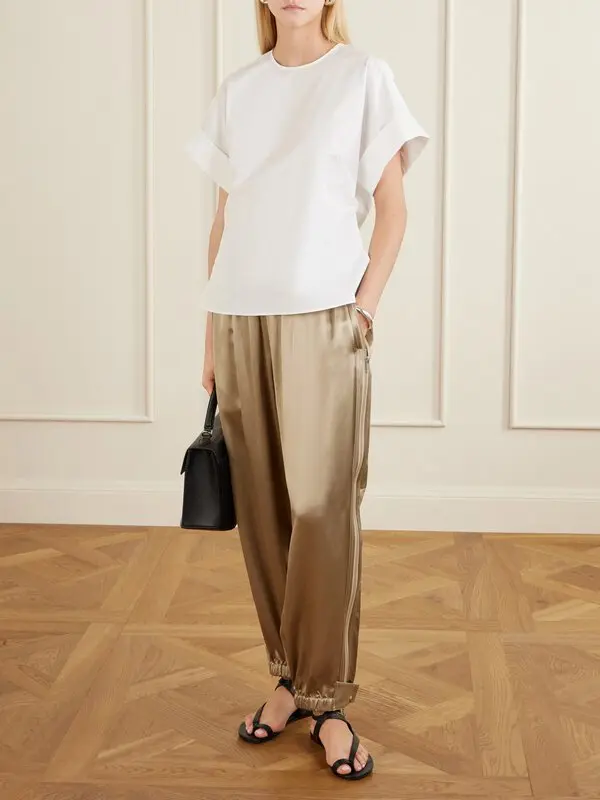 Co Zip-detailed Silk-satin Tapered Pants