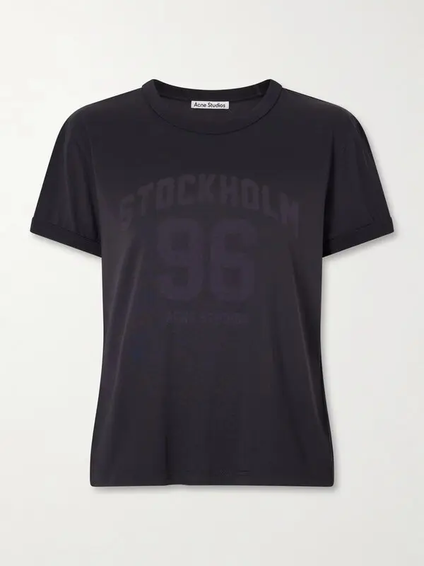 Acne Studios Etza College Printed Cotton-jersey T-shirt - Black